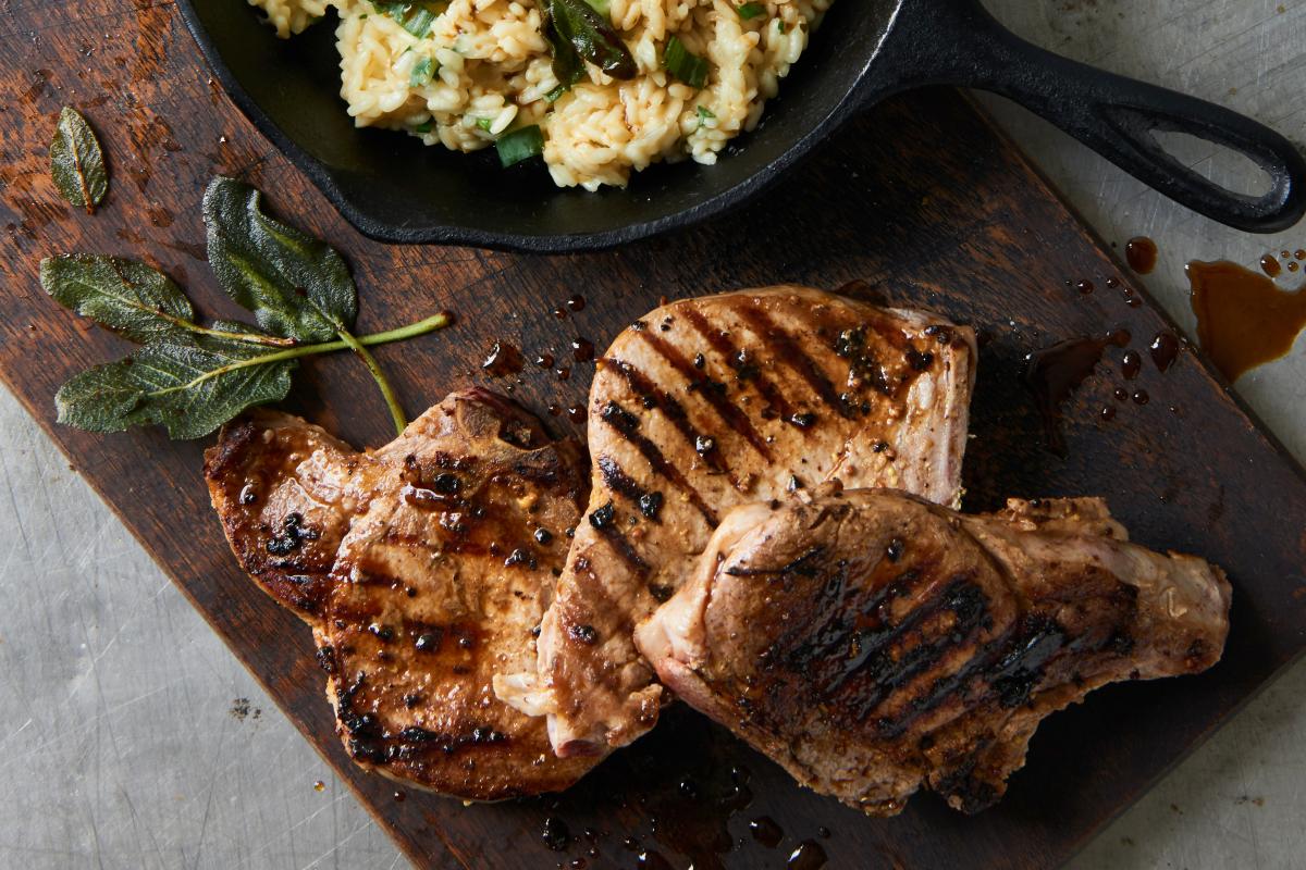 Pork chops with spring onion risotto - Recipes | fooby.ch