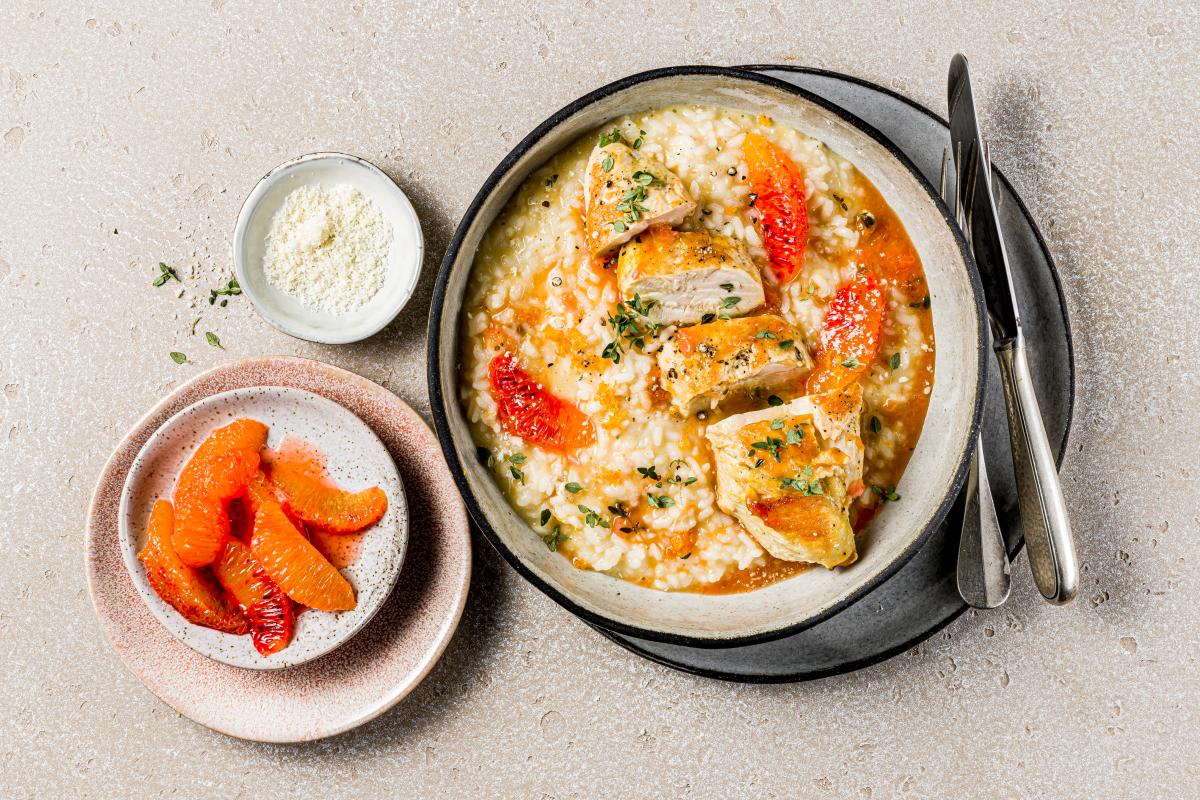 Risotto aux oranges sanguines et au poulet - Recette | fooby.ch