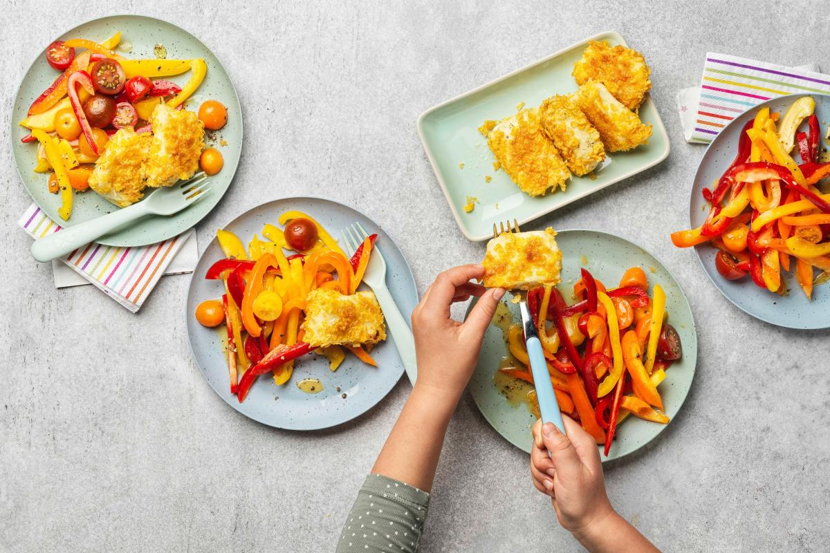 Halloumi mit Tomaten-Peperoni-Salat - Rezepte | little FOOBY