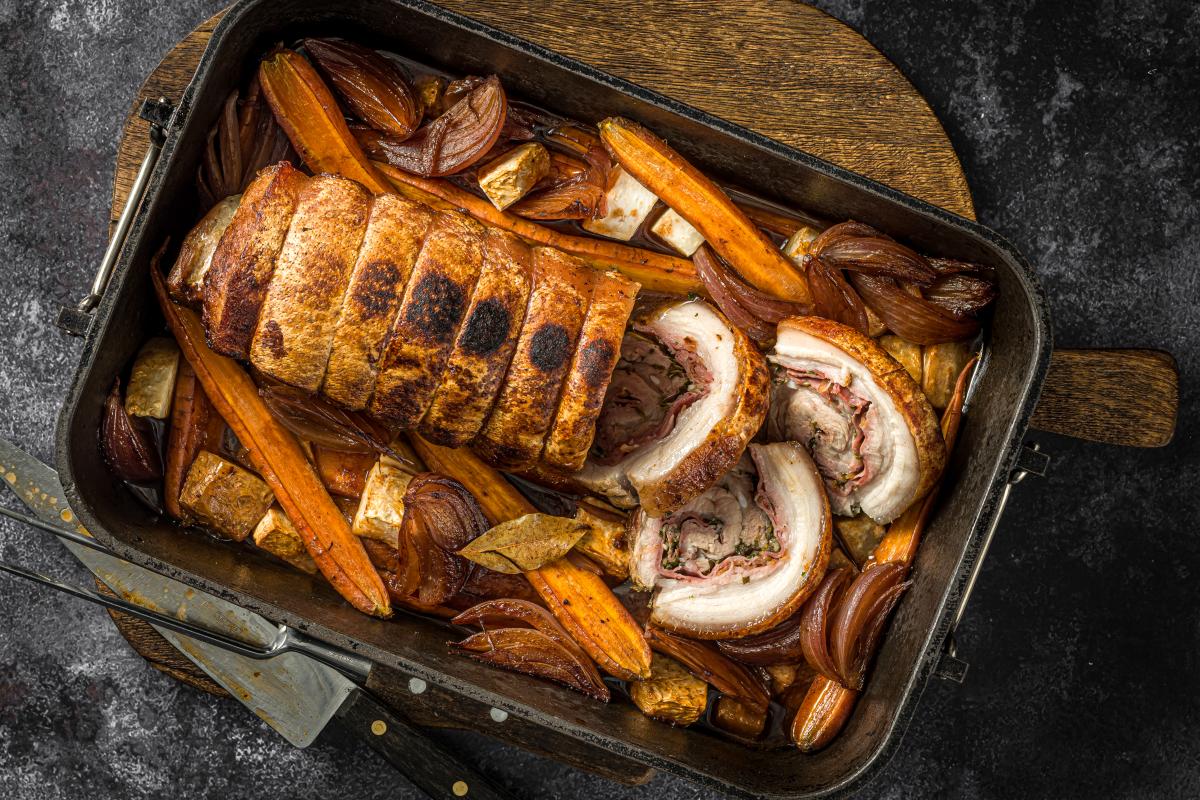 Rôti roulé de porc (porchetta) - Recette | fooby.ch