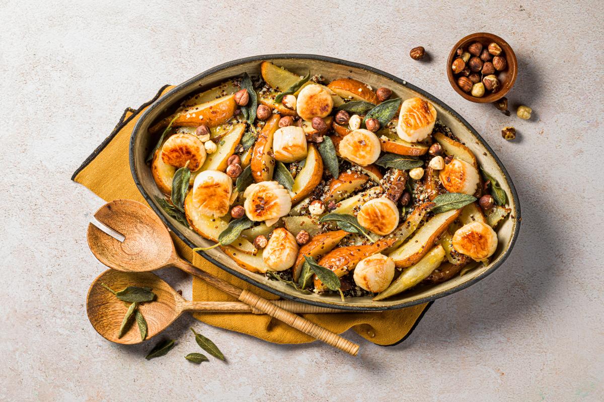 Geröstete Birnen mit Jakobsnüssen - Rezepte | fooby.ch