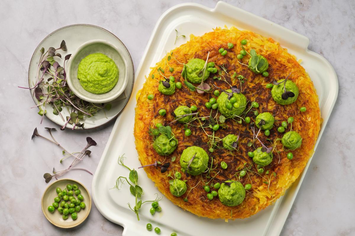Rösti di carote con purè di piselli - Ricette | fooby.ch