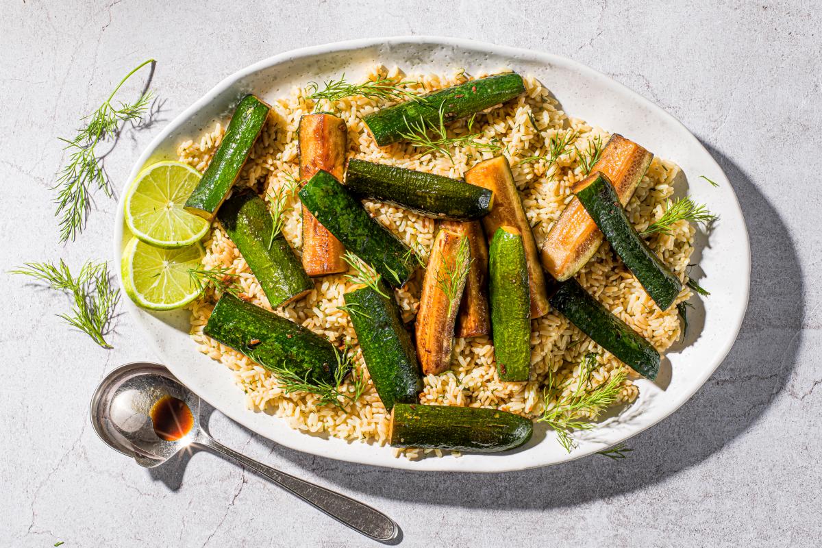 Courgette with lime rice - Recipes | fooby.ch