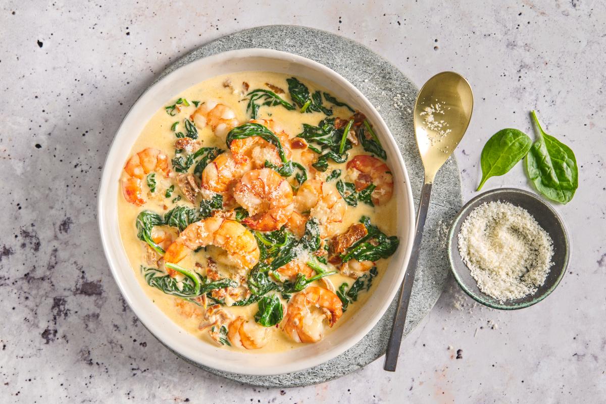 Crevetten mit Spinat und Dörrtomaten - Rezepte | fooby.ch